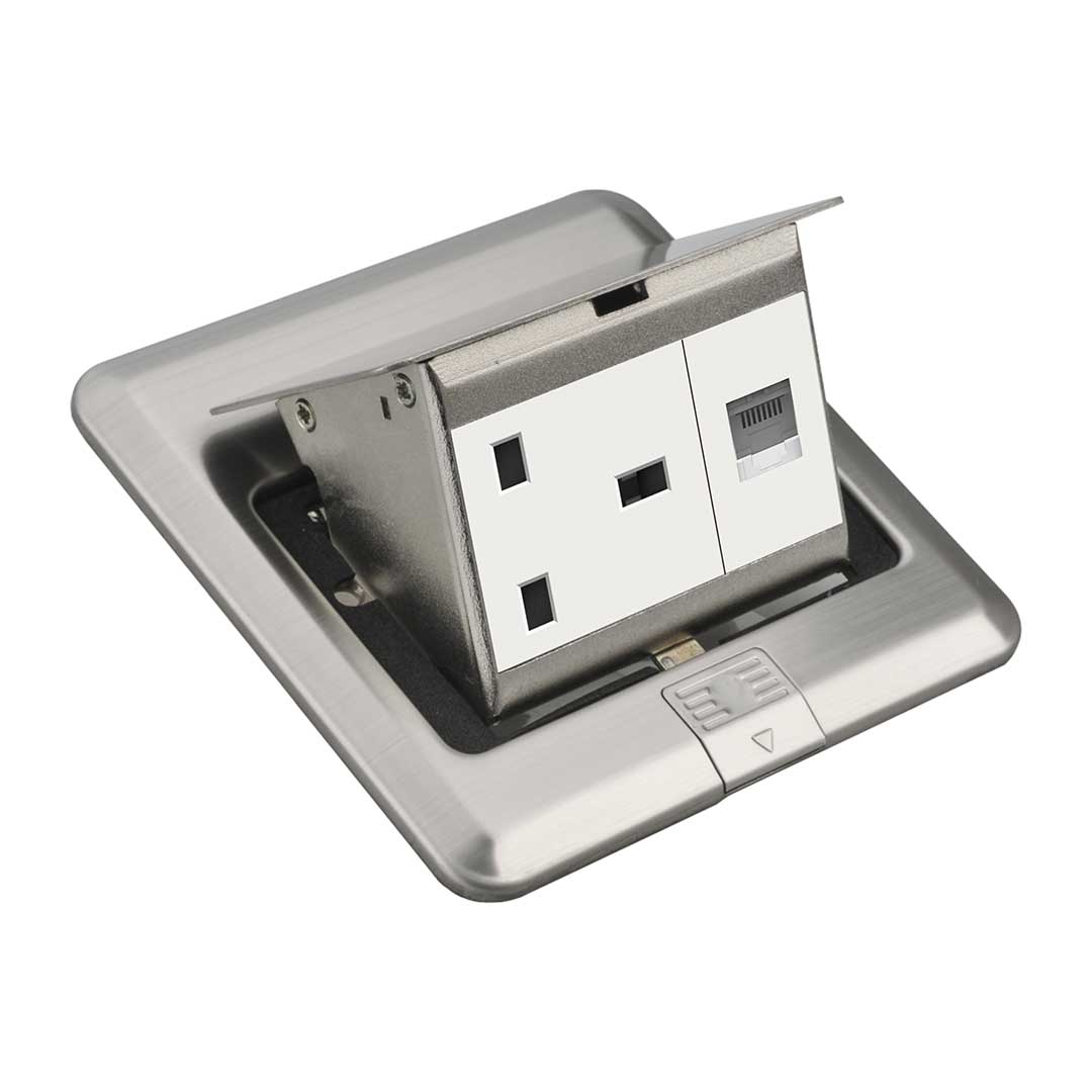 Access Floor Socket – 13A Socket + RJ45, Slow Pop-Up, 120×120mm ...