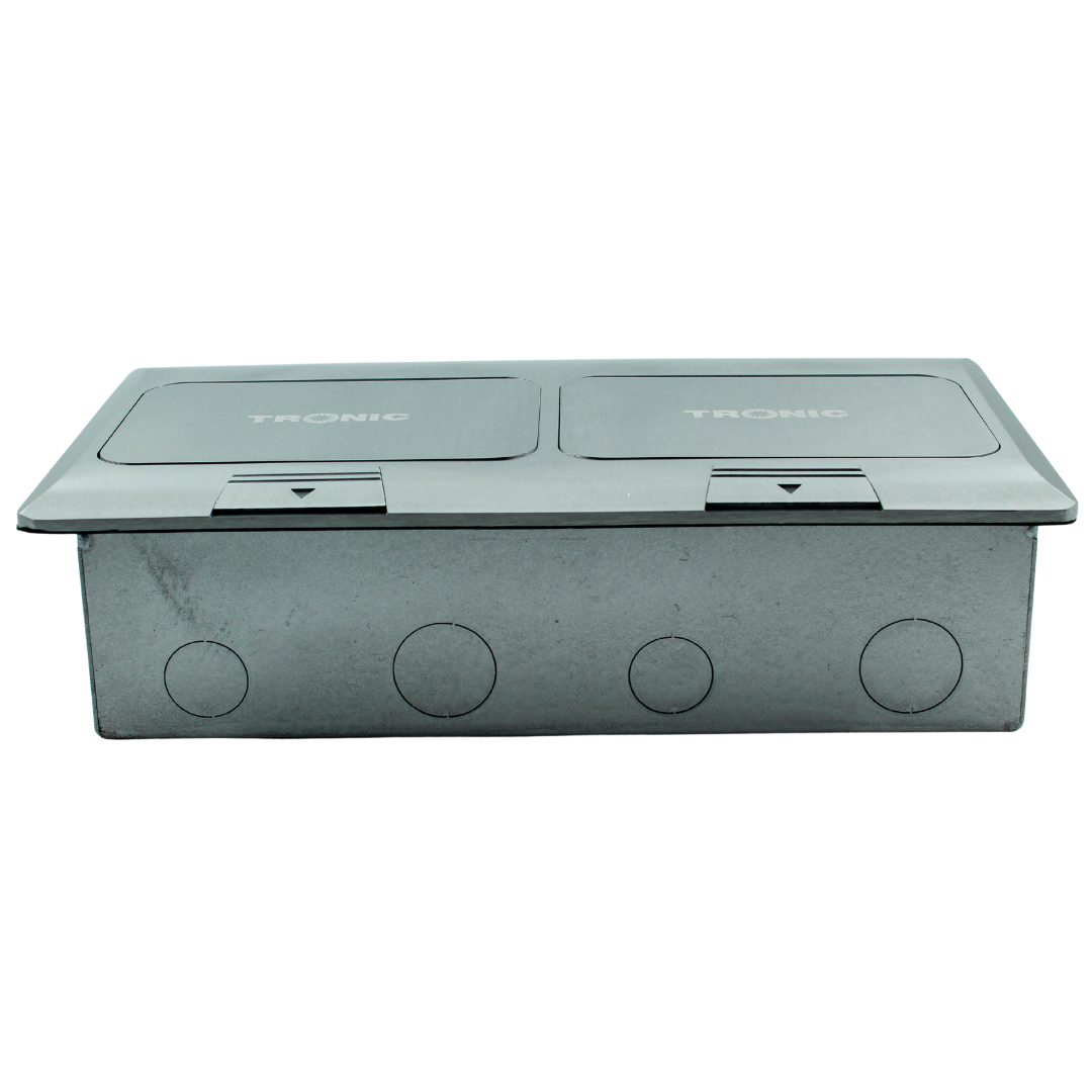 Dual Pop-Up Floor Box – Silver Finish, 8-Way Modular, 220×120mm ...