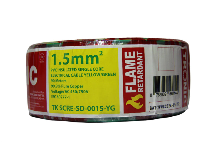 Single Core Solid Cable 1.5mm- Yellow/Green – Tronic Kenya