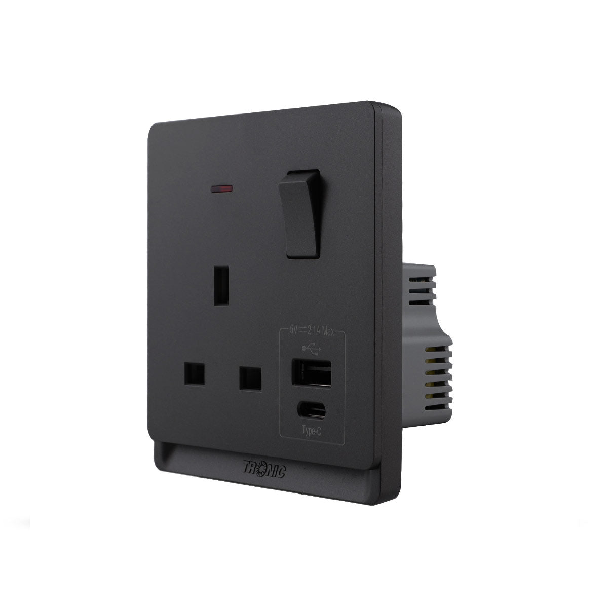 Single Socket With Two USB Ports Matt Black Finish – Tronic Kenya
