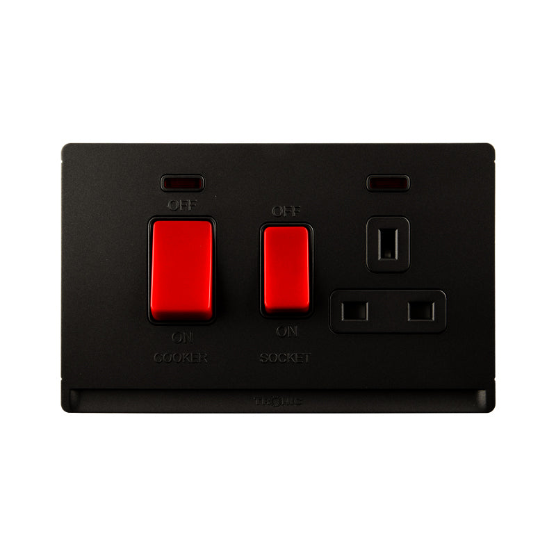 Cooker Control Unit with 13A Socket & Neon Indicator, Dual Pole - Blac ...