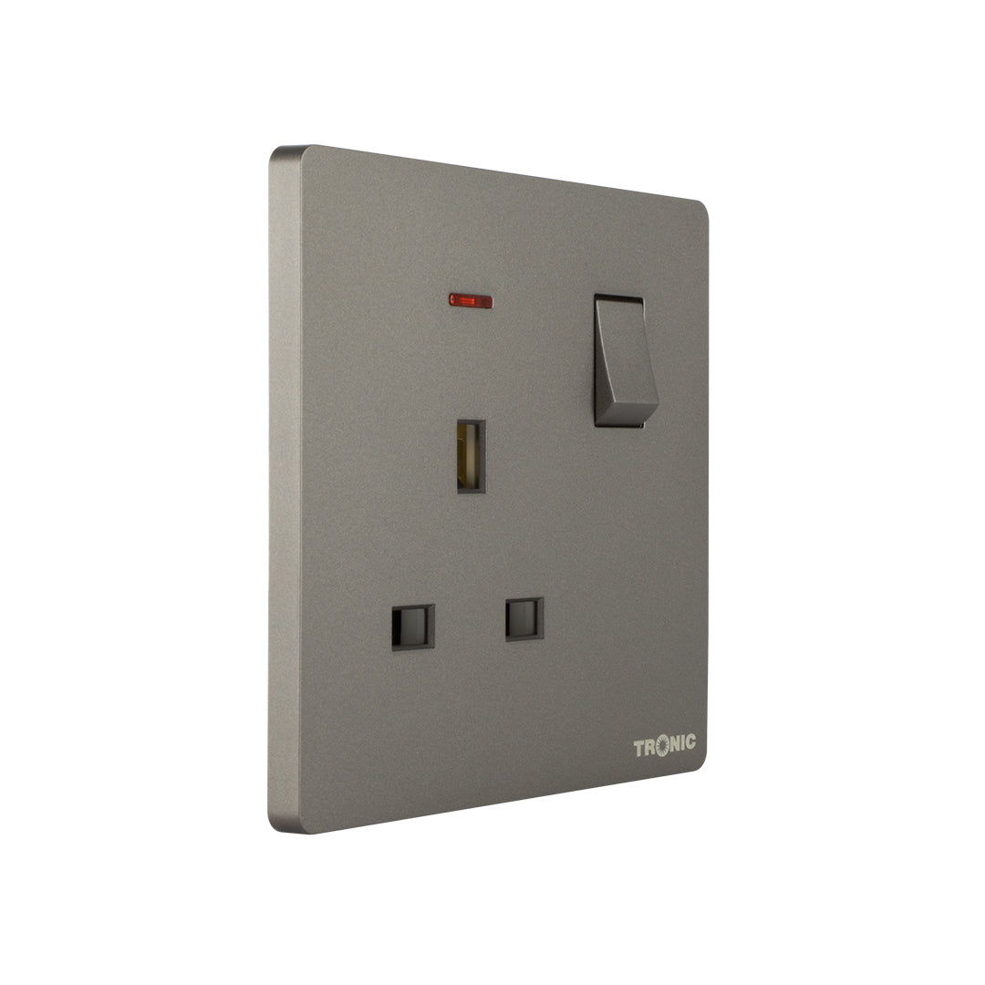 Grey - Single Switch Socket With Neon – Tronic Kenya