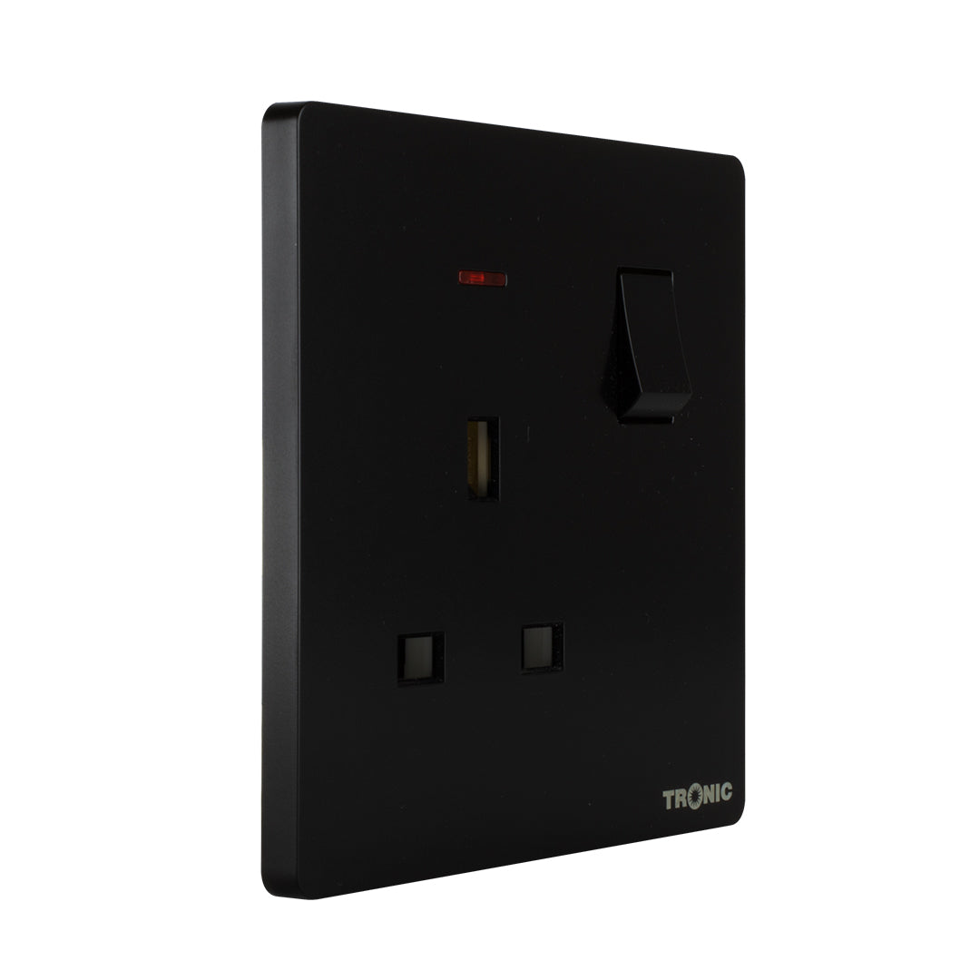 Black - Single Switch Socket With Neon – Tronic Kenya